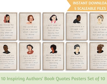 Influential Inspiring Authors Book Quote Wall Collage Bundle Set of 10 ...