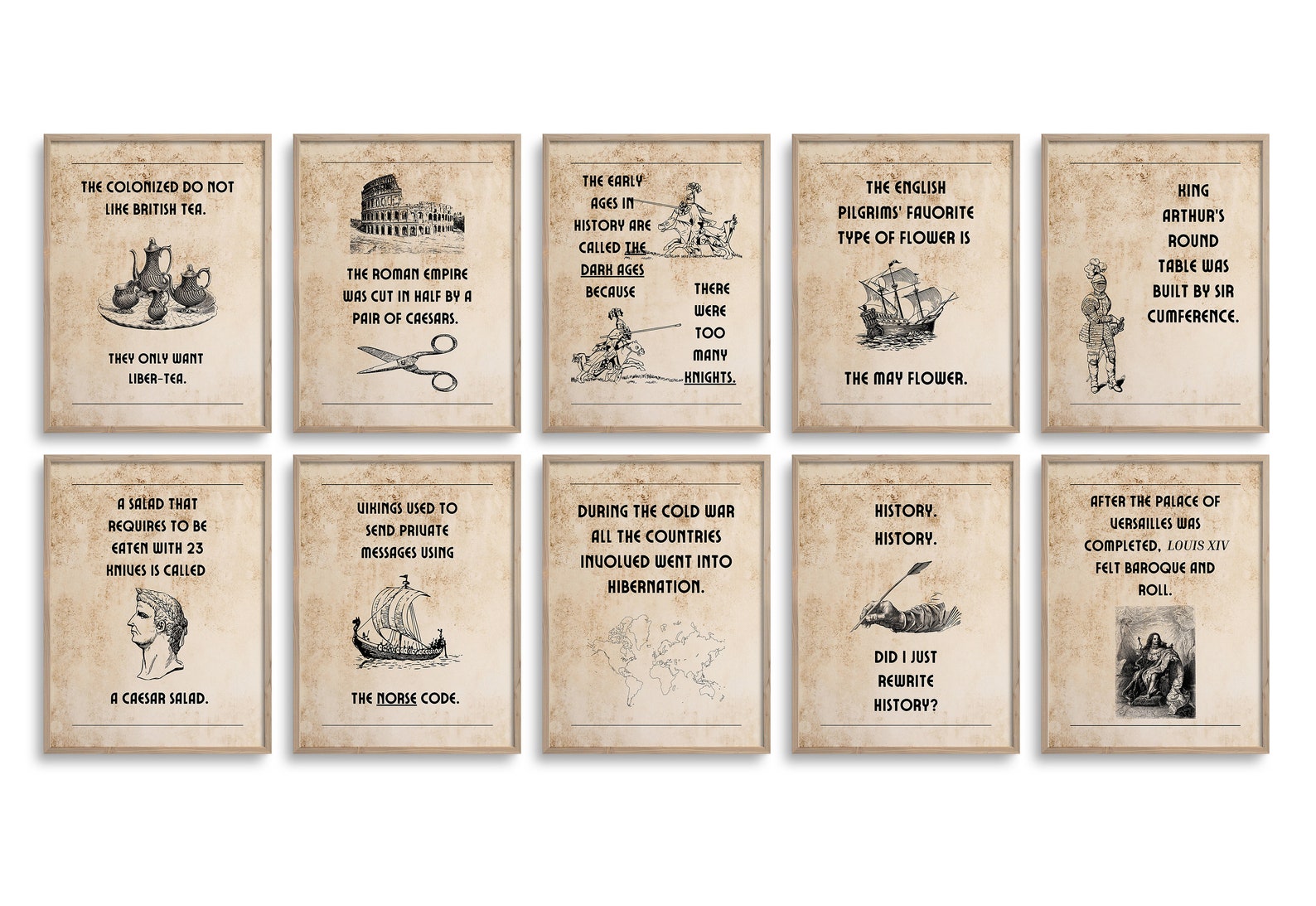 Funny History Puns Printables Set of 10 High School History - Etsy