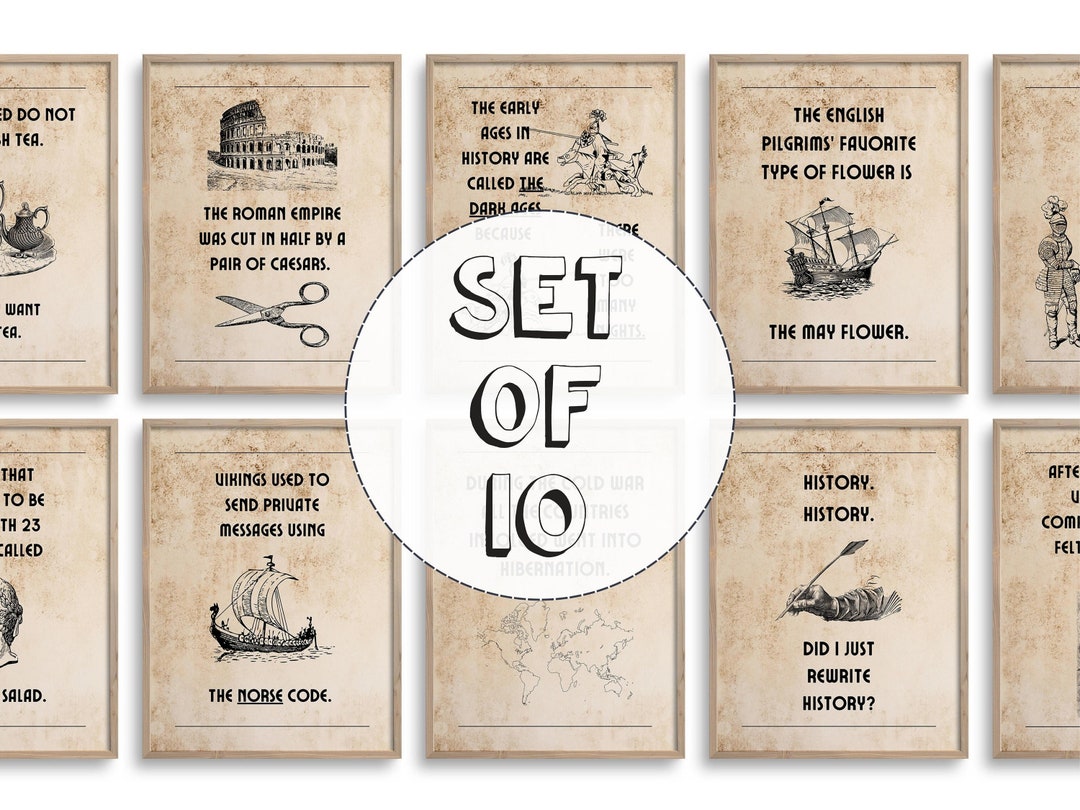 Funny History Puns Printables, Set of 10 High School History Classroom ...
