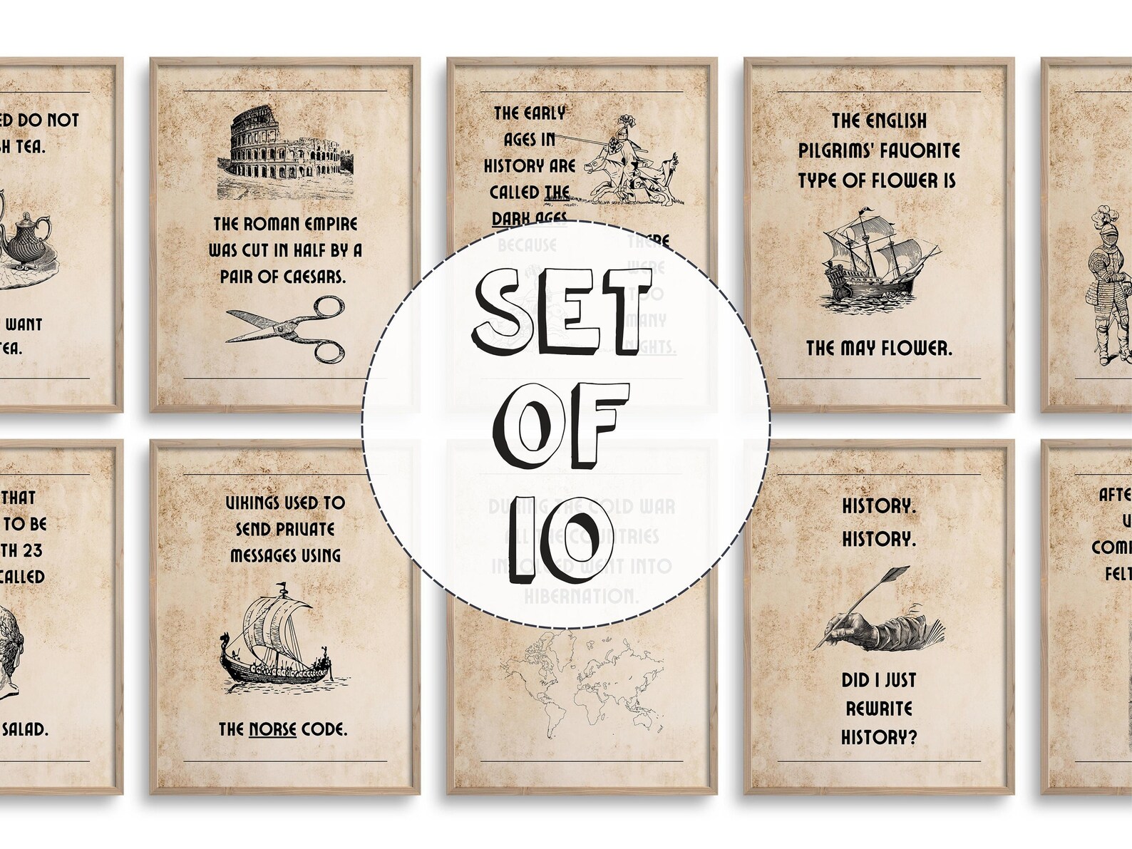Funny History Puns Printables Set of 10 High School History - Etsy