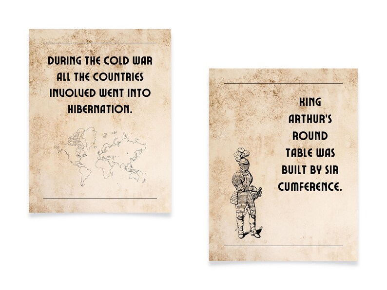 Funny History Puns Printables Set of 10 High School History - Etsy