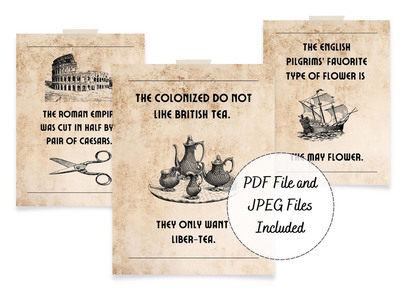 Funny History Puns Printables Set of 10 High School History - Etsy