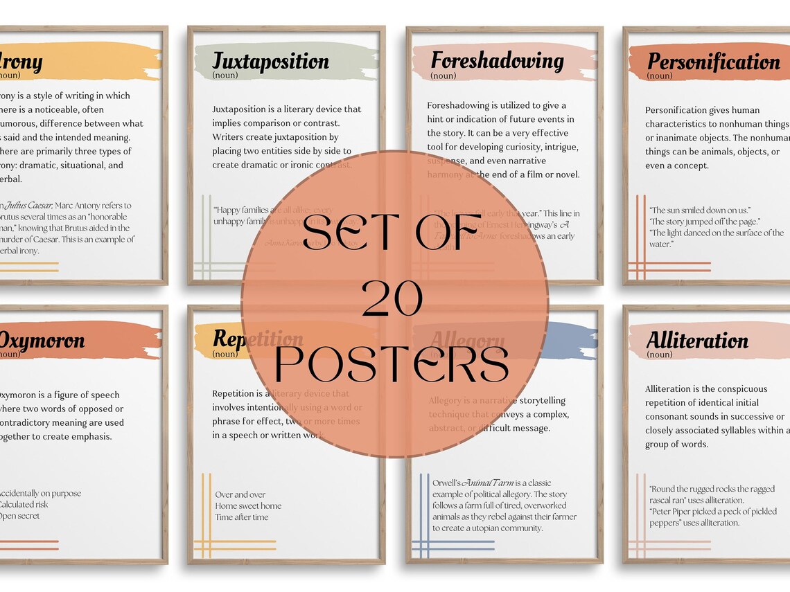 Literary Devices Posters Bundle Set of 20 Modern Boho - Etsy