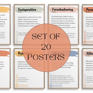 Literary Devices Posters Bundle, Set of 20, Modern Boho English ...