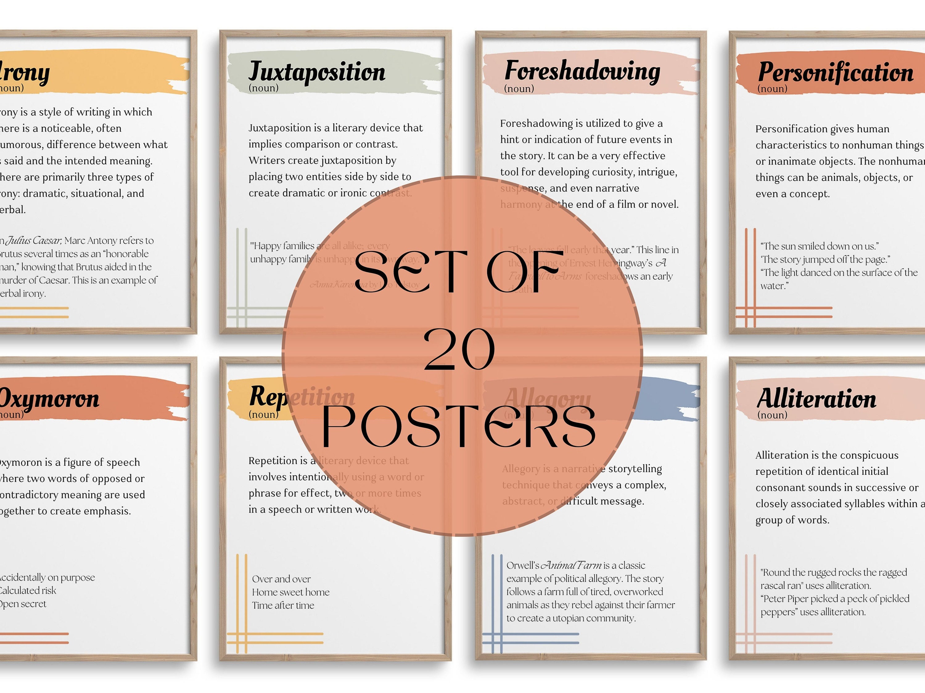 Literary Devices Posters Bundle Set of 20 Modern Boho - Etsy