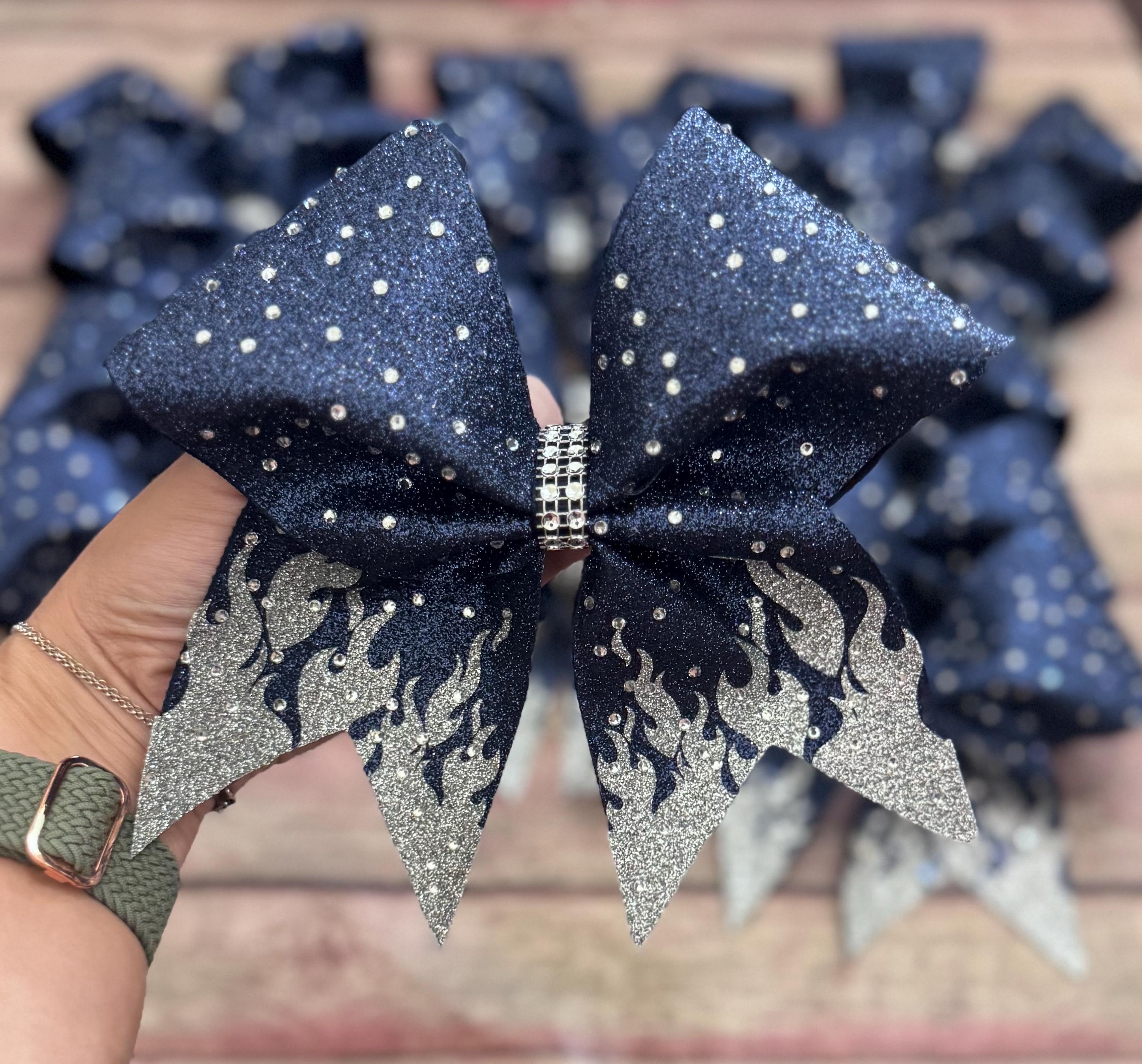 Flame Cheer Bow - Rhinestone Bow - Competition Bow - Three Inch Bows ...