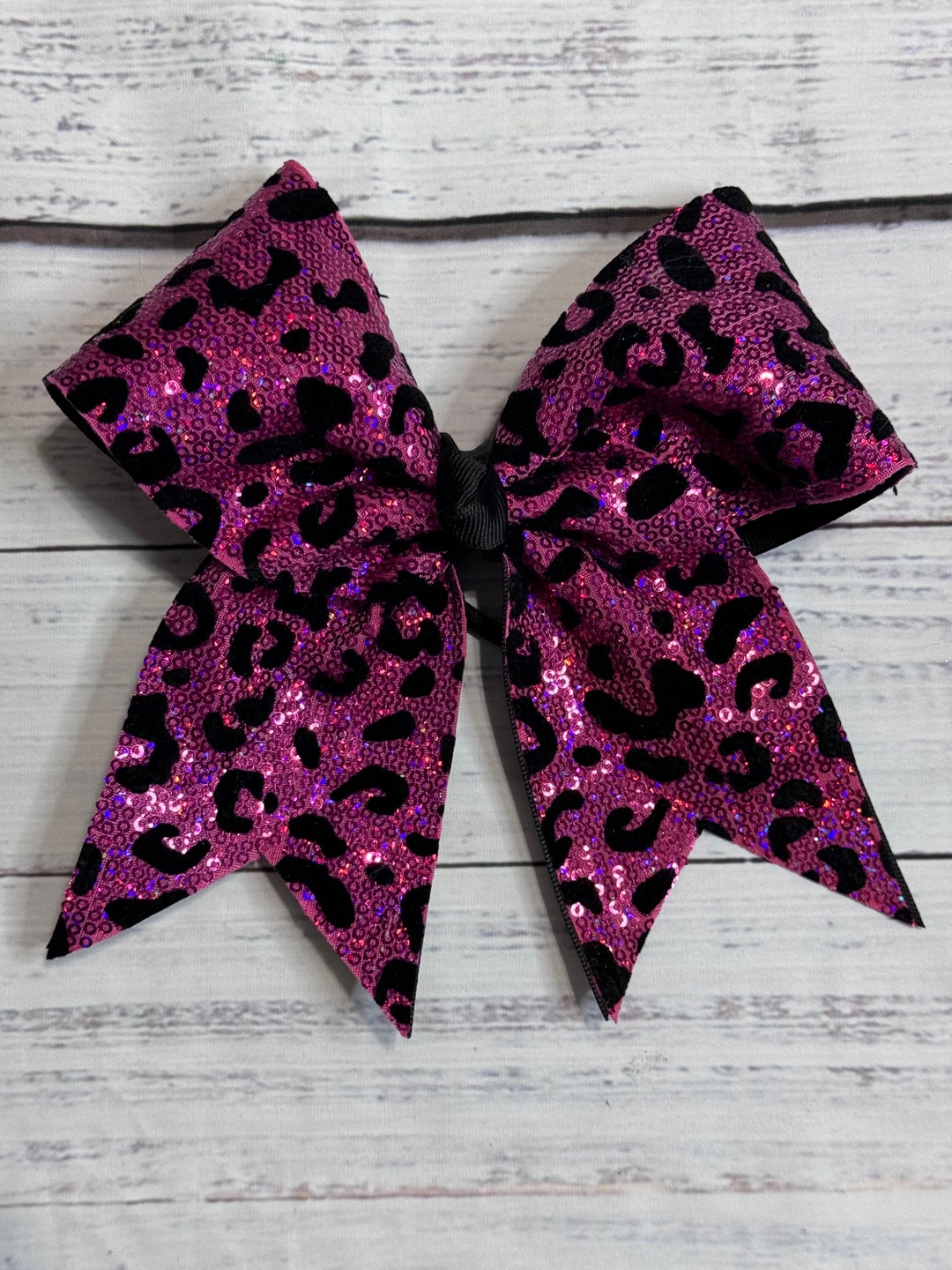 Ready to Ship Leopard Cheer Bow Sequin Bow Dance Bow Cheer Bow Animal ...