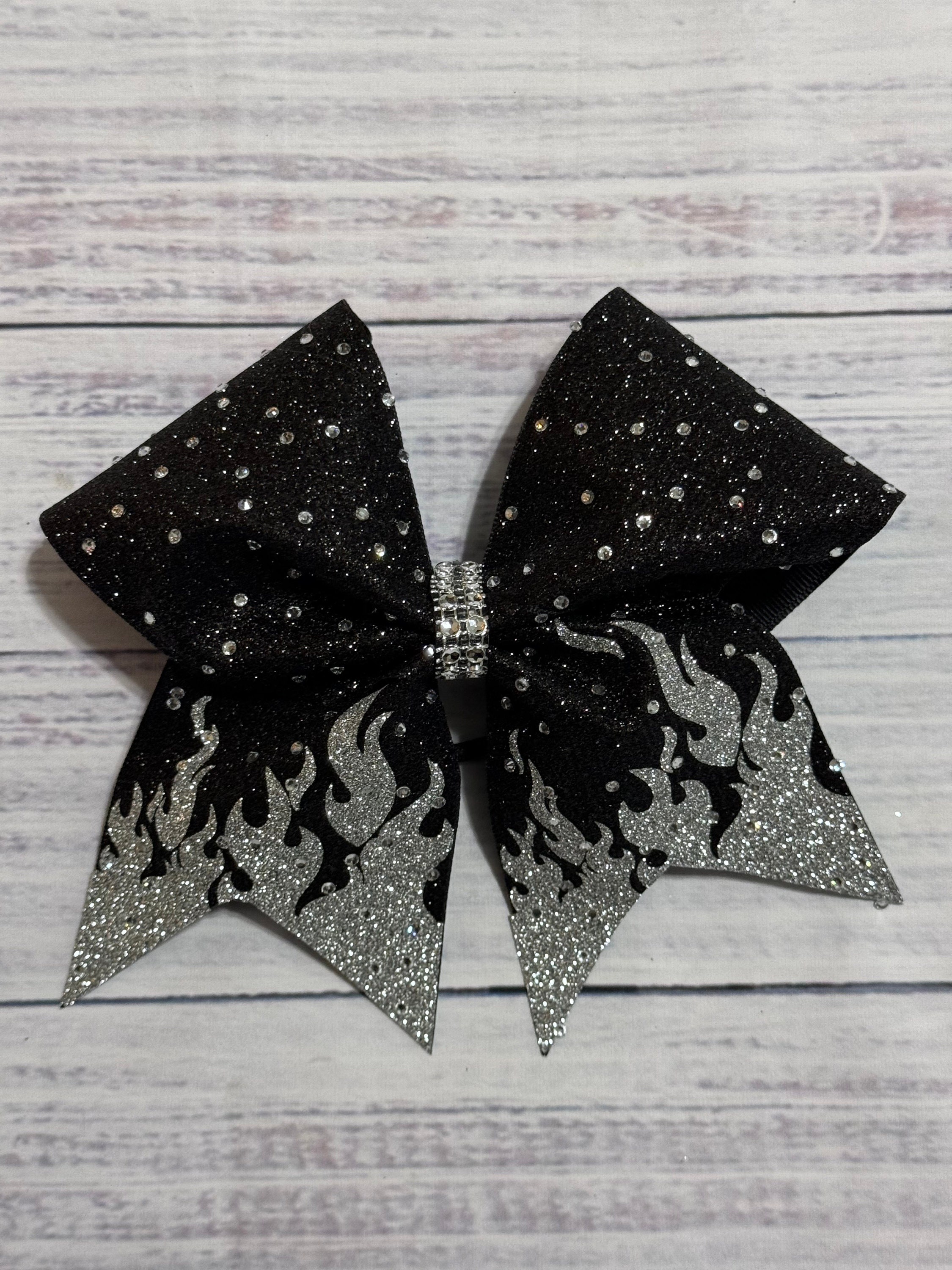 Flame Cheer Bow Rhinestone Bow Competition Bow Three Inch Bows Cheer ...