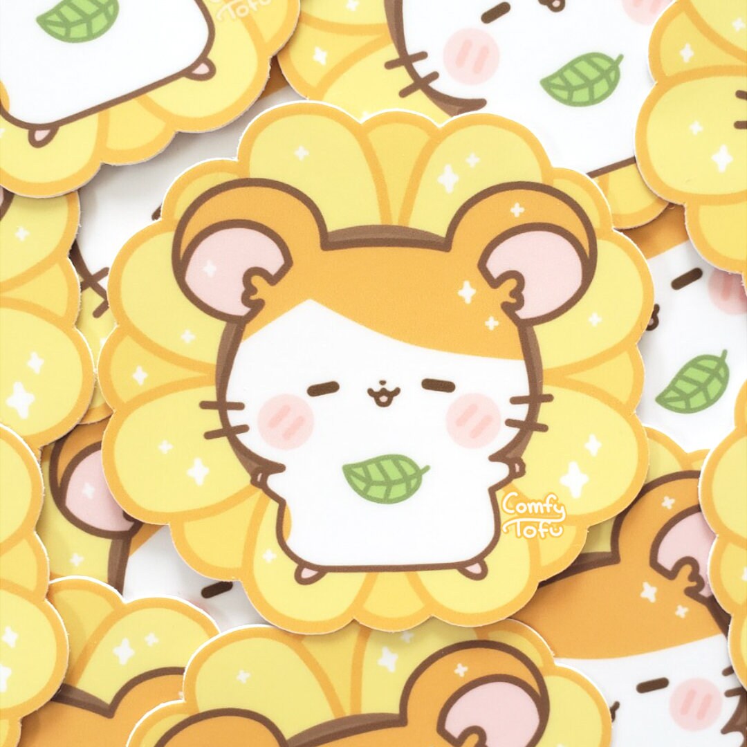 Sunflower Hammy Vinyl Sticker - Etsy