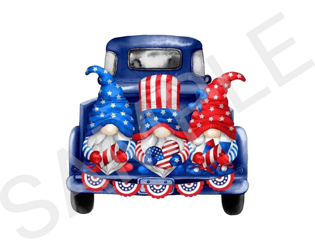 Watercolor 4th of July Gnomes Clipart, 11 PNG Patriotic Gnome Clipart ...