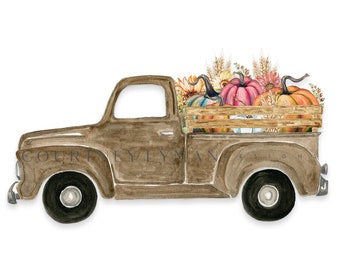 Pumpkin Harvest Truck PNG Clipart, Thanksgiving Truck Sublimation ...