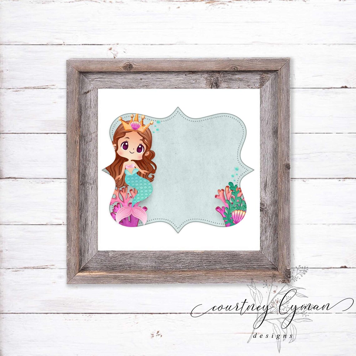 Mermaid Frame Clip-art Mermaid Frame Graphic Mermaid - Etsy UK