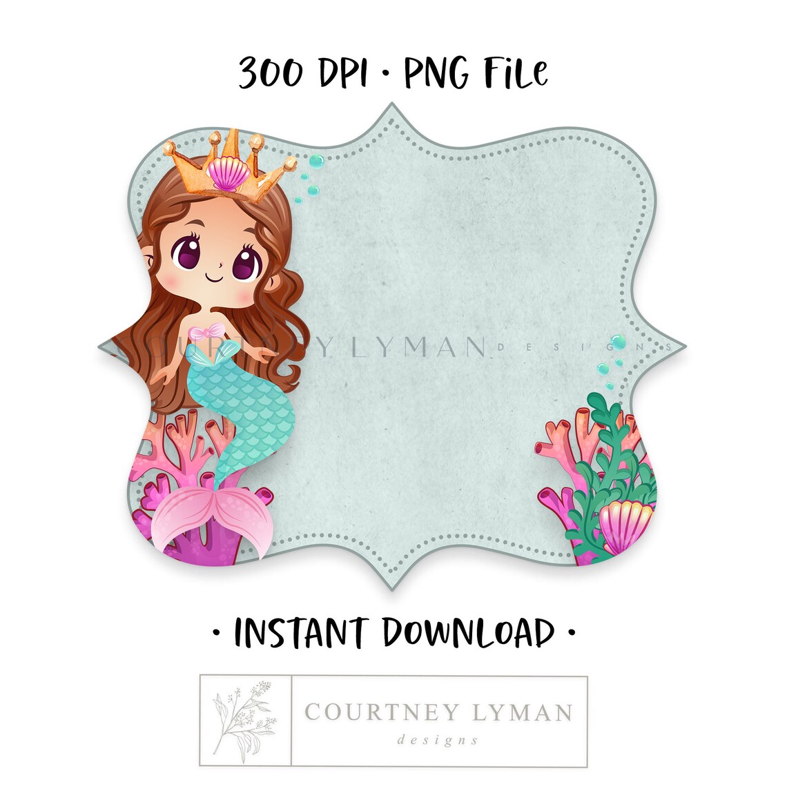 Mermaid Frame Clip-art Mermaid Frame Graphic Mermaid - Etsy UK