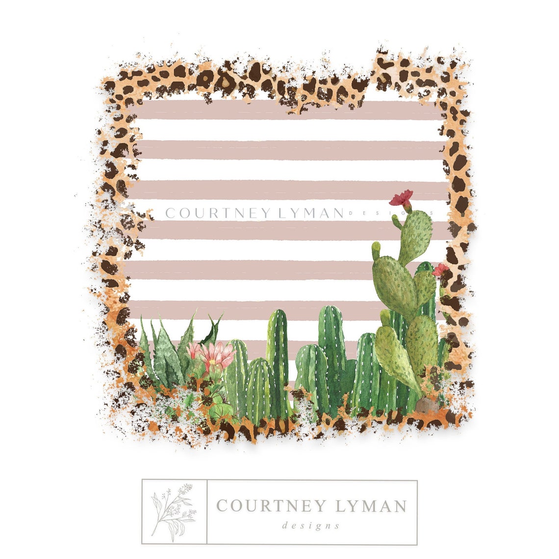 Cactus Background Cactus Leopard Graphic Cactus Clip-art - Etsy