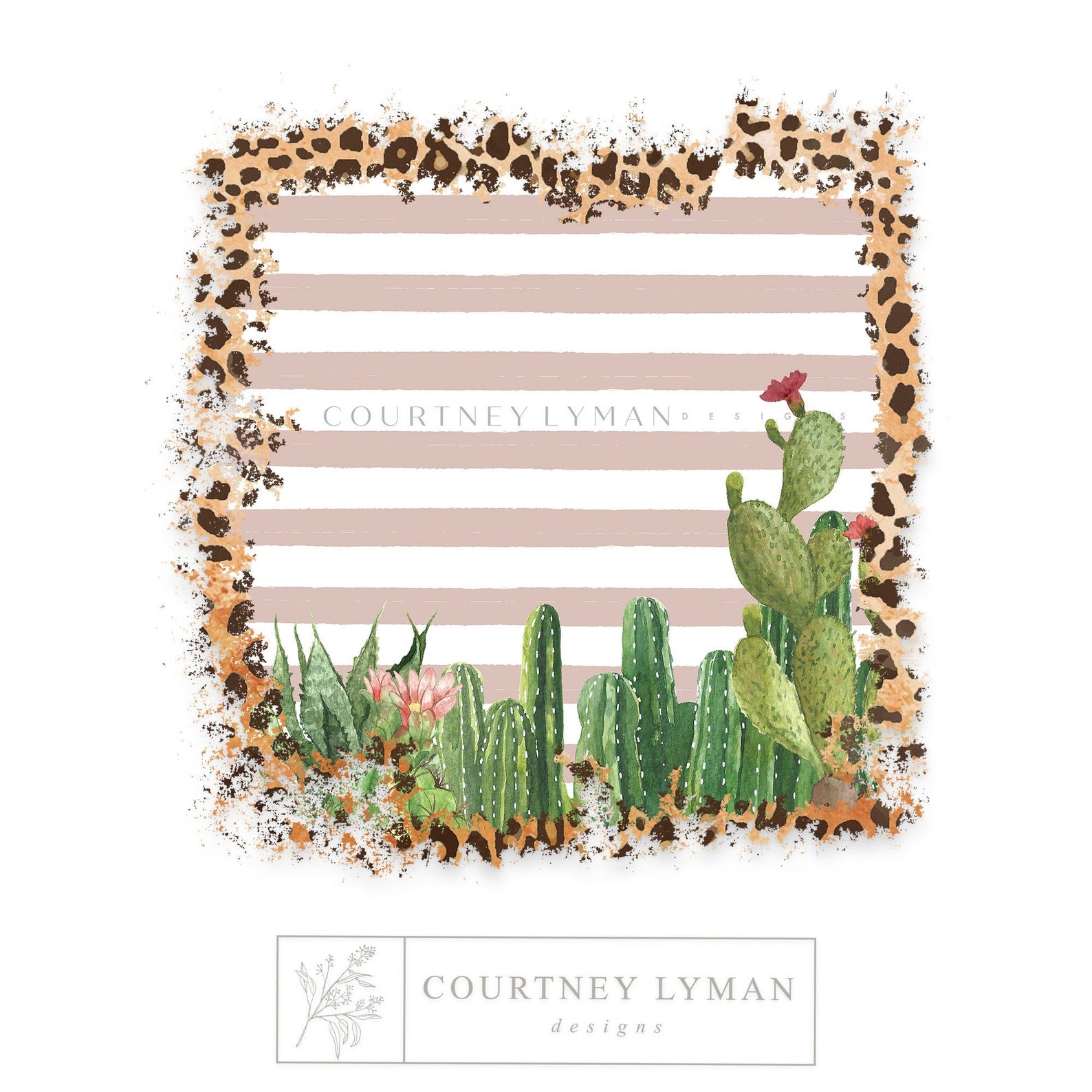 Cactus Background Cactus Leopard Graphic Cactus Clip-art - Etsy