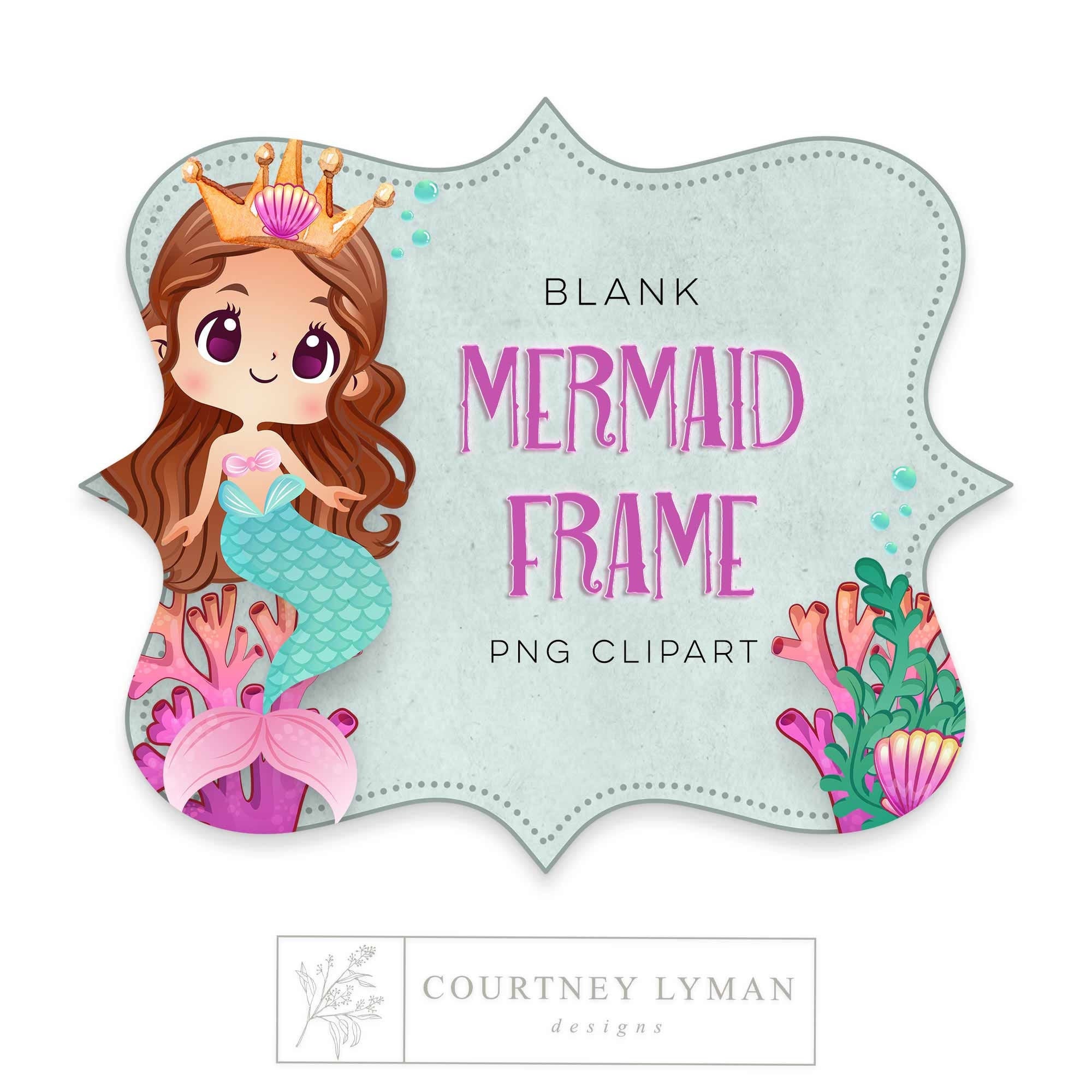 Mermaid Frame Clip-Art, Mermaid Frame Graphic, Mermaid Clip-Art PNG ...