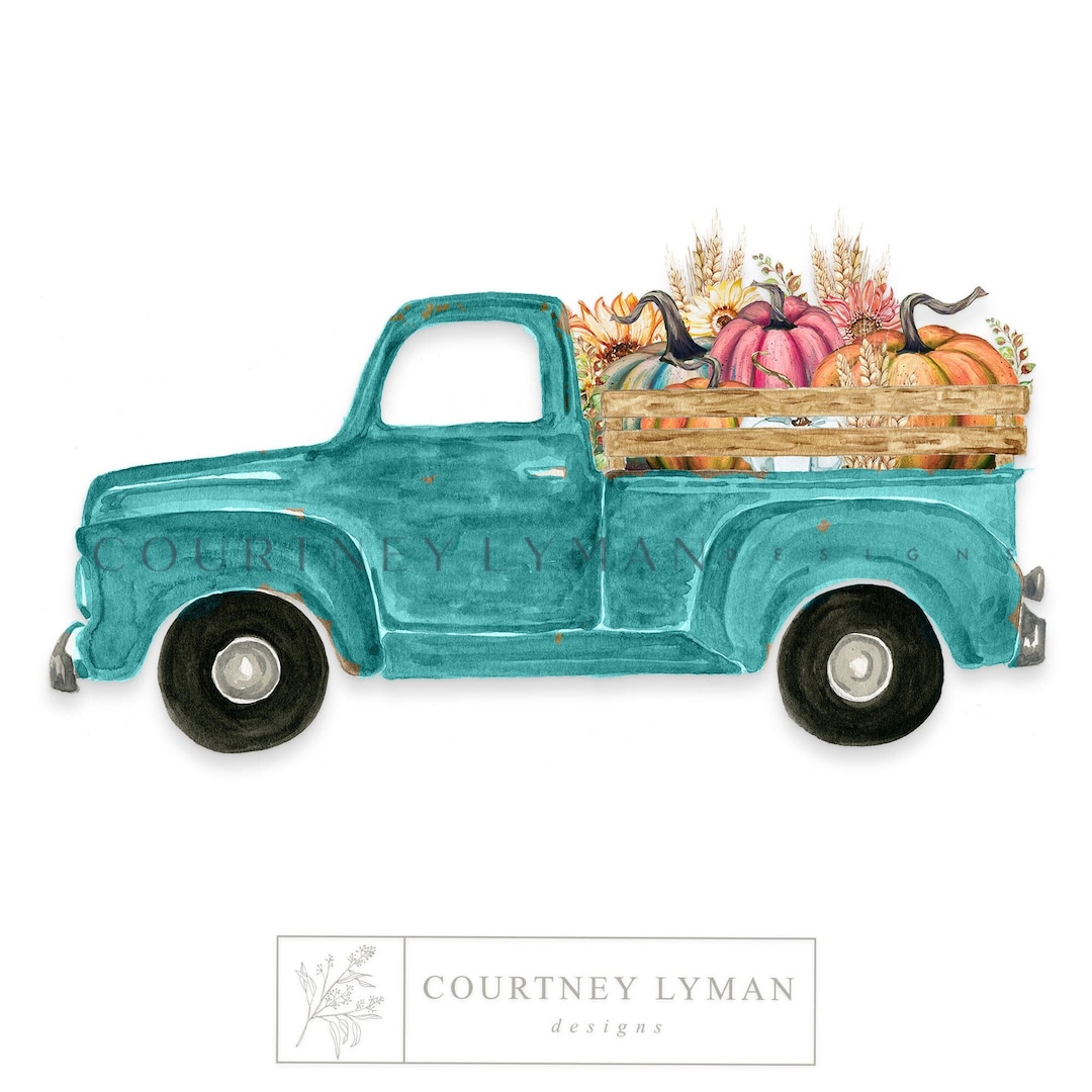 Truck Pumpkins Clip-art Fall Truck Graphic Autumn Truck - Etsy