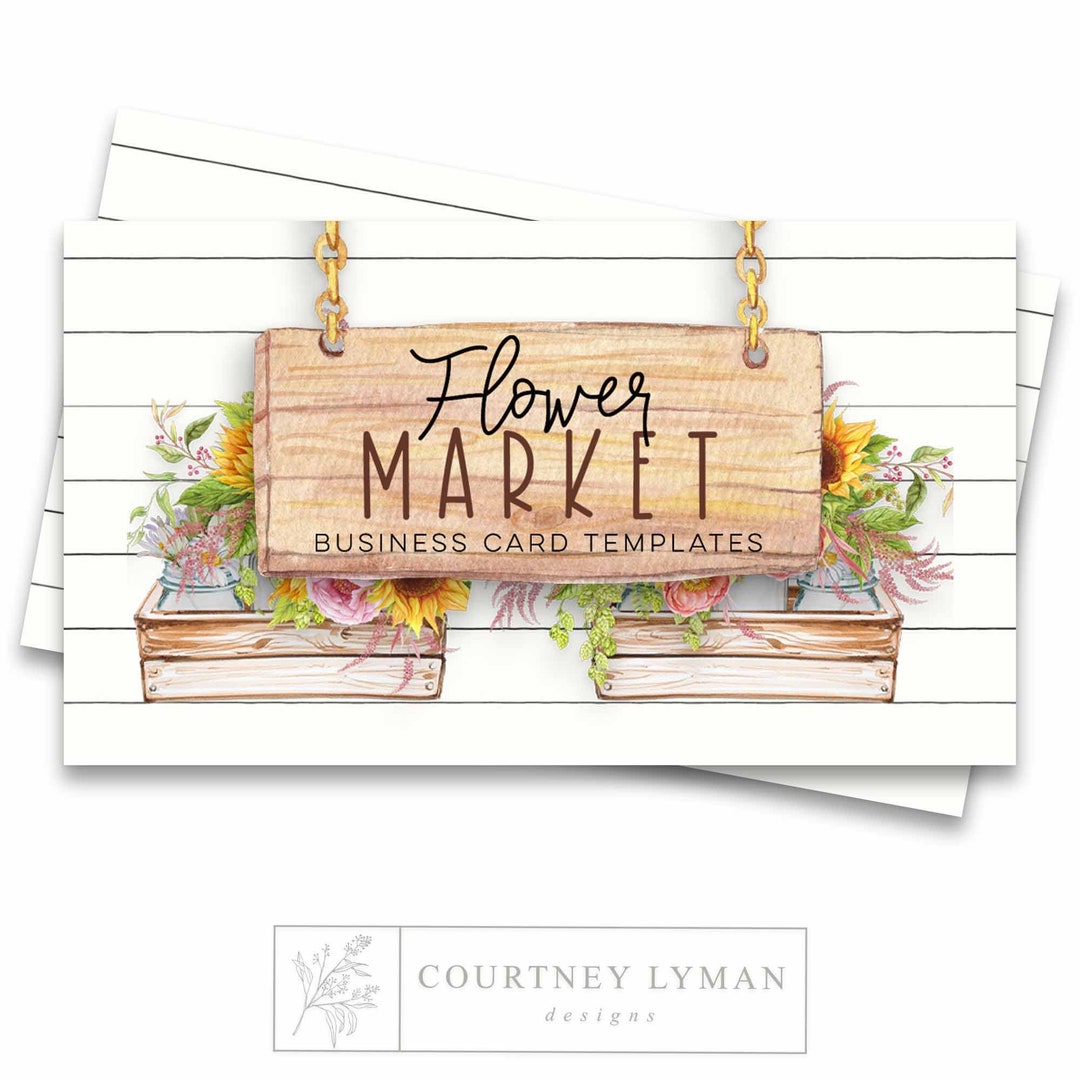 Floral Farmhouse Business Cards, Rustic Business Card Set, Business ...