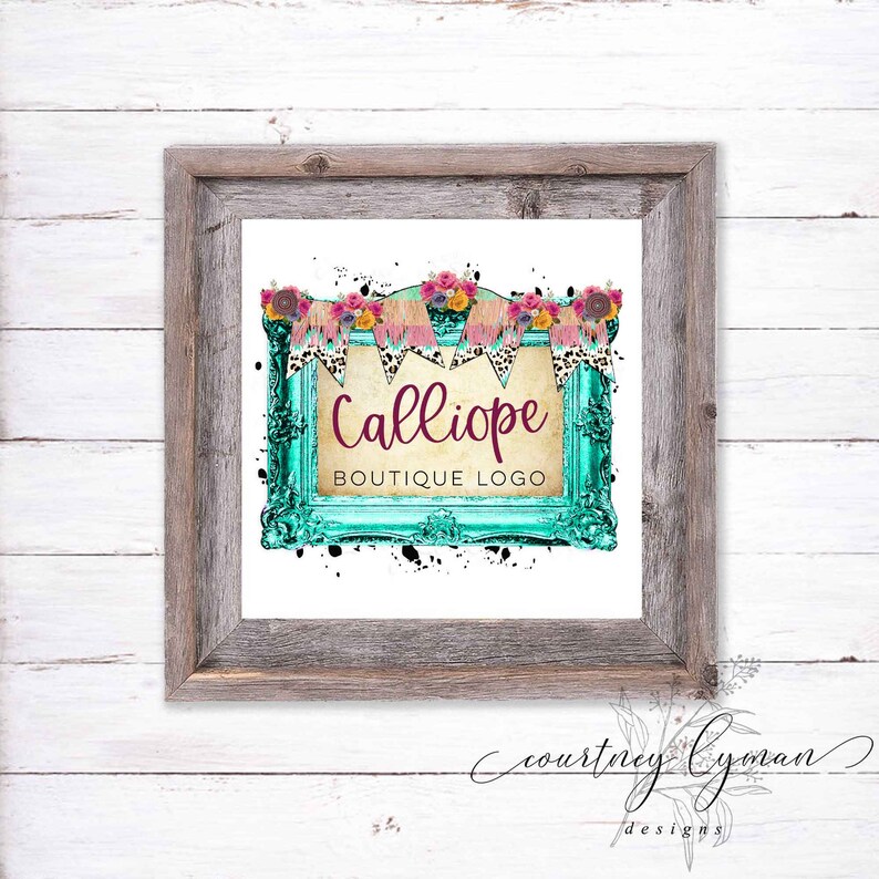 Boutique Logo, Rustic Logo, Western Logo, Leopard Boho Logo, Cowhide ...