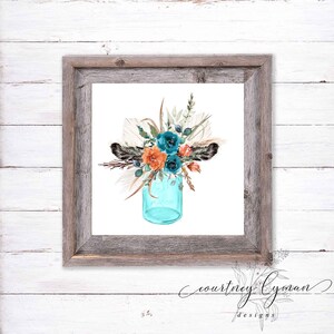 Floral Mason Jar Clip-art: Boho Bouquet Graphic (PNG Digital Download ...