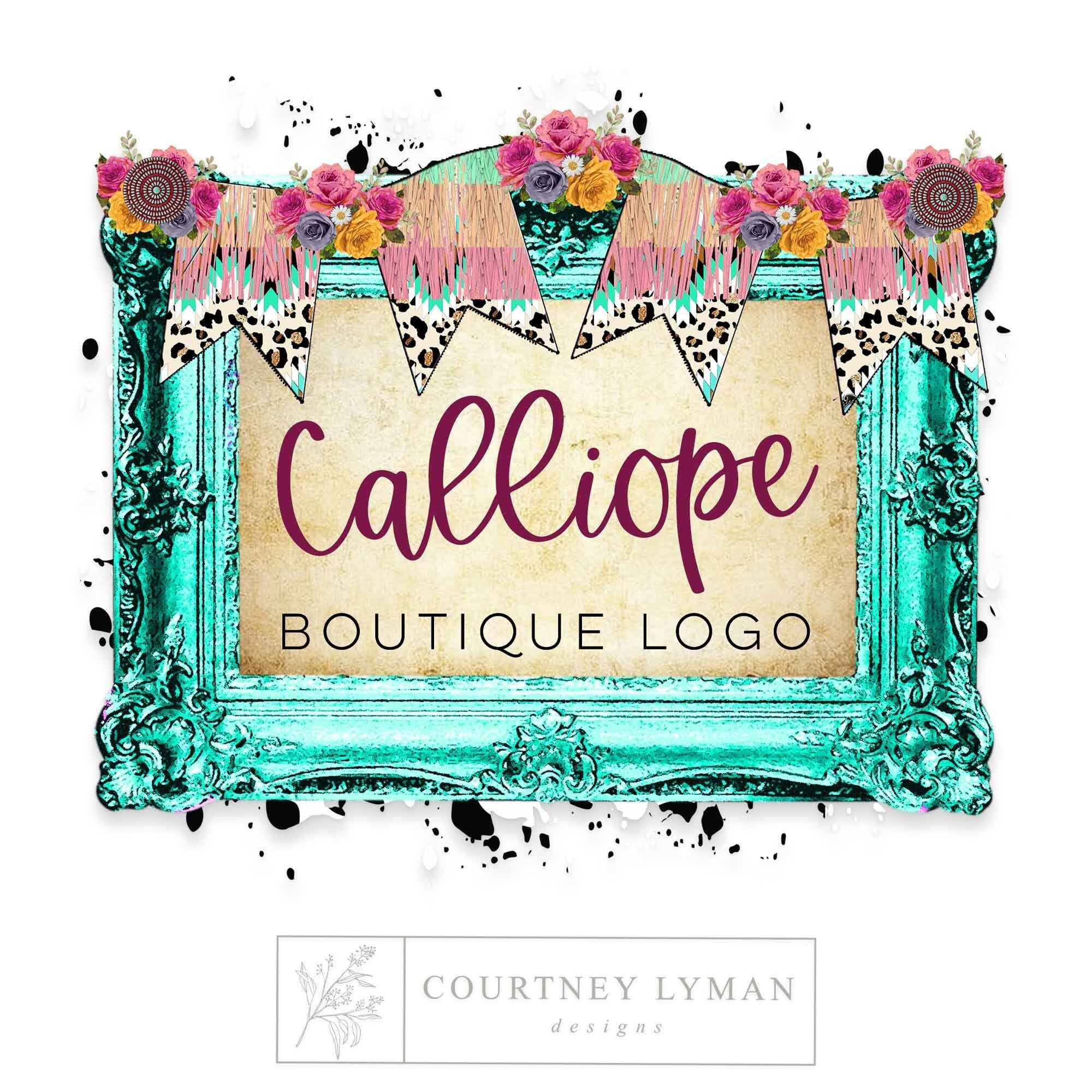 Boutique Logo, Rustic Logo, Western Logo, Leopard Boho Logo, Cowhide ...