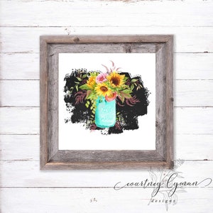 Floral Mason Jar Background Clip-art, Sunflower Bouquet Splash Graphic ...