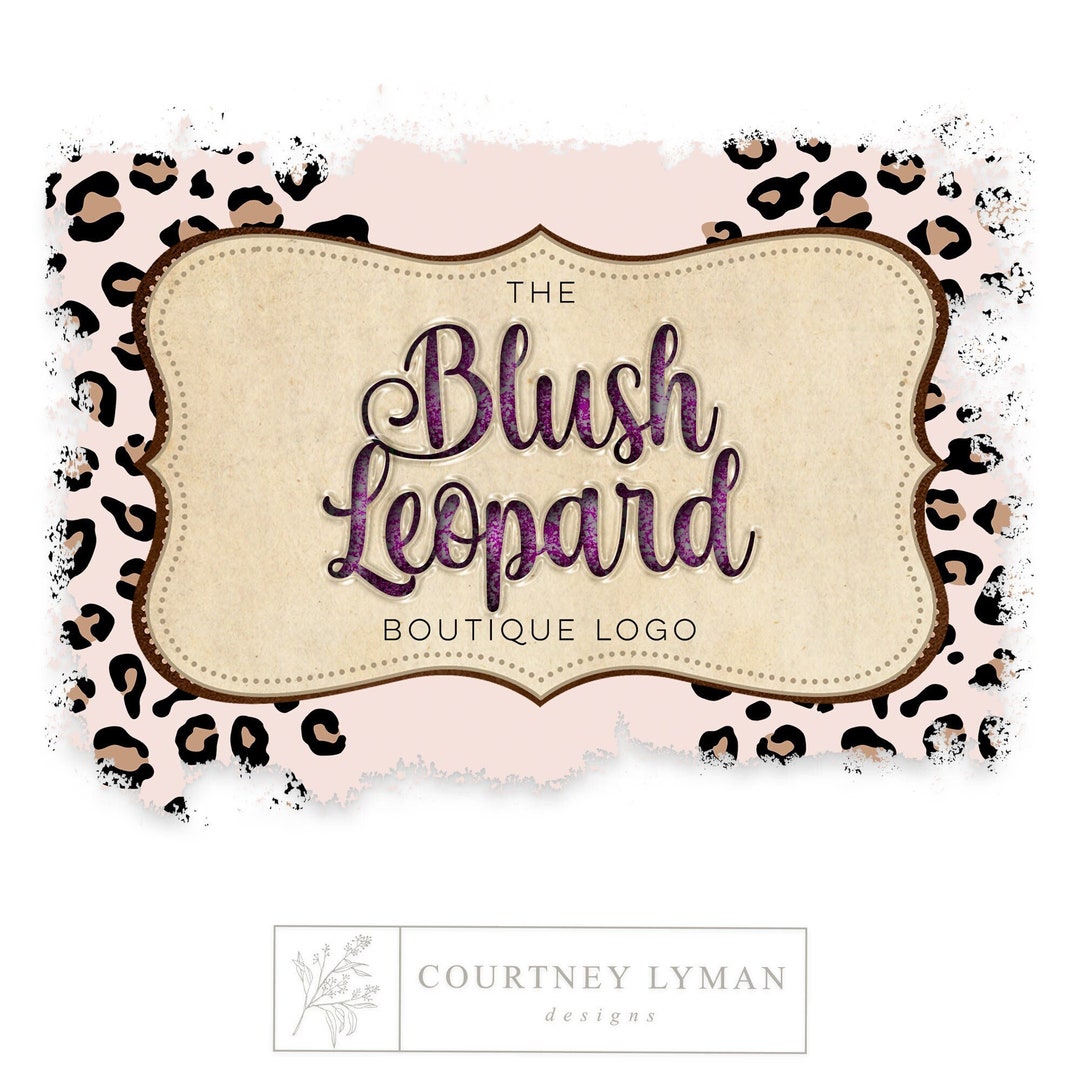 Blush Leopard Logo, Boutique Logo, Pink Leopard Business Logo, Western ...