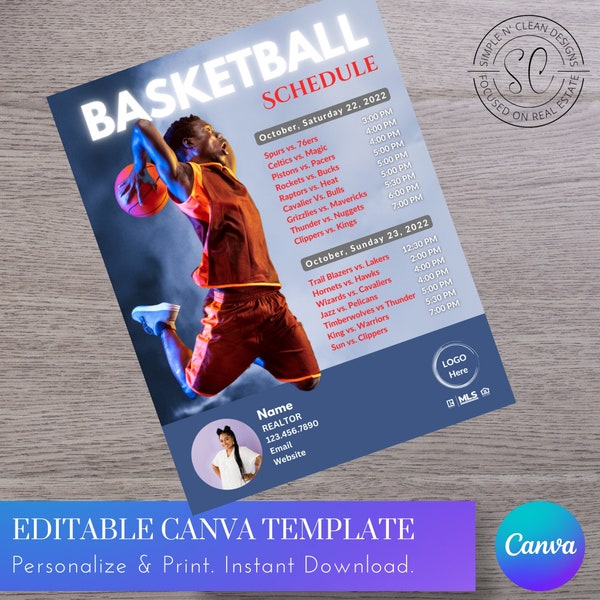 Basketball Schedule Template - Etsy