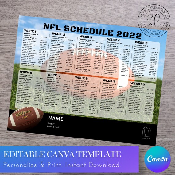 Nfl Printable Football Schedule