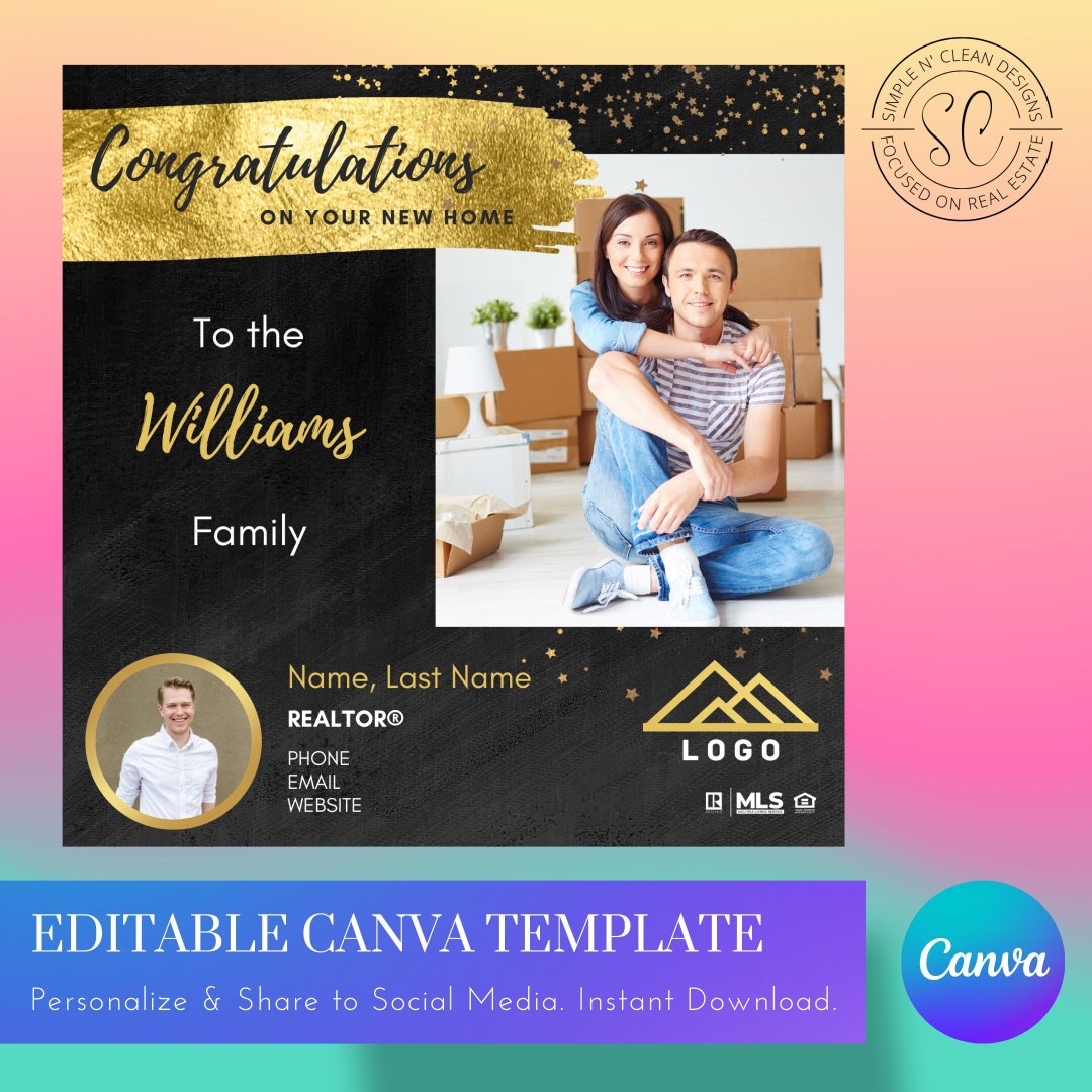 Congratulations on New Home Social Media Post Canva Editable Template ...