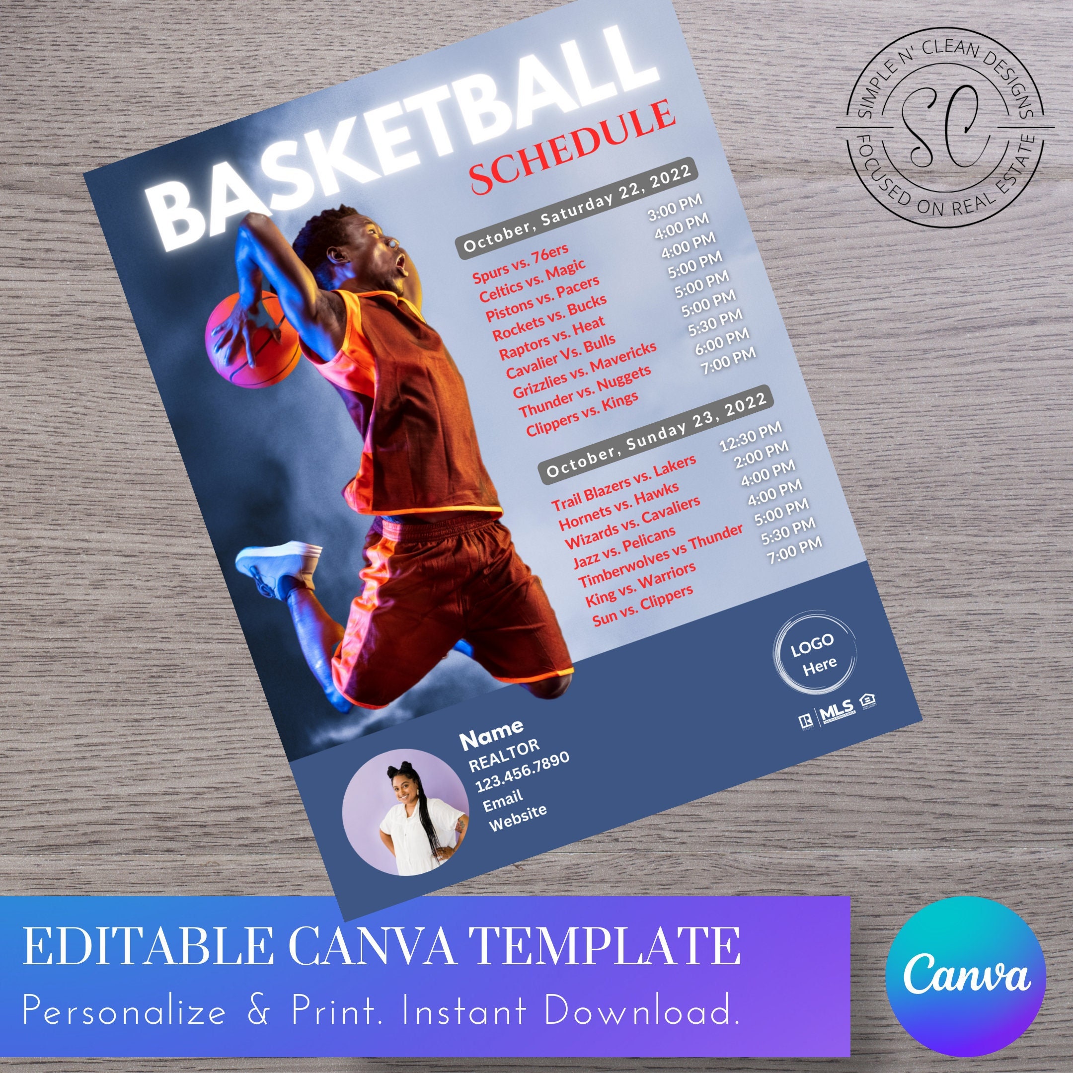 Basketball Schedule Flyer Canva Template 8.5x11in Instant Download - Etsy