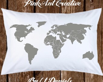 World Map Pillowcase - Etsy