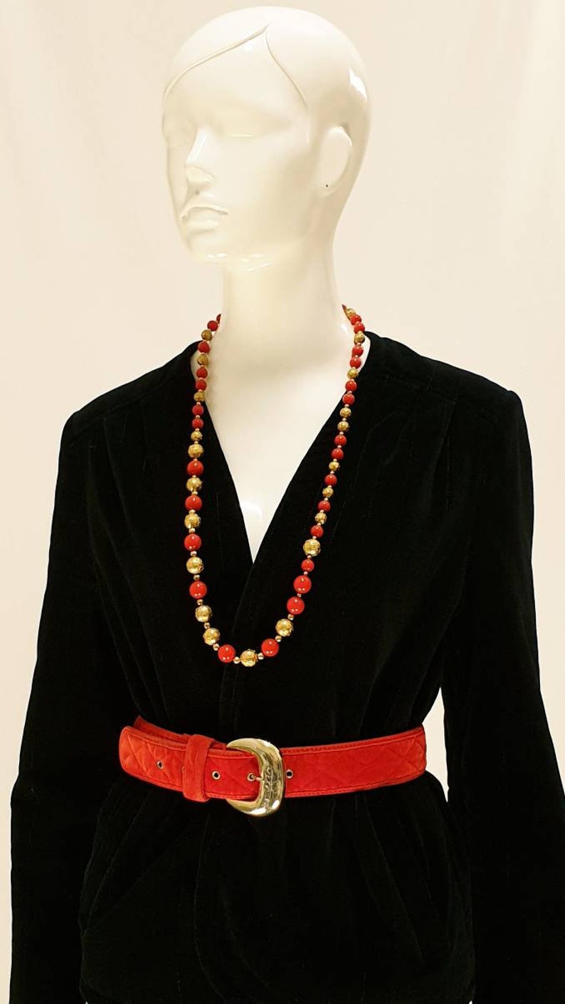 Vtg 80s YSL Yves Saint Laurent Paris Vivid Red Lucite and Gold - Etsy