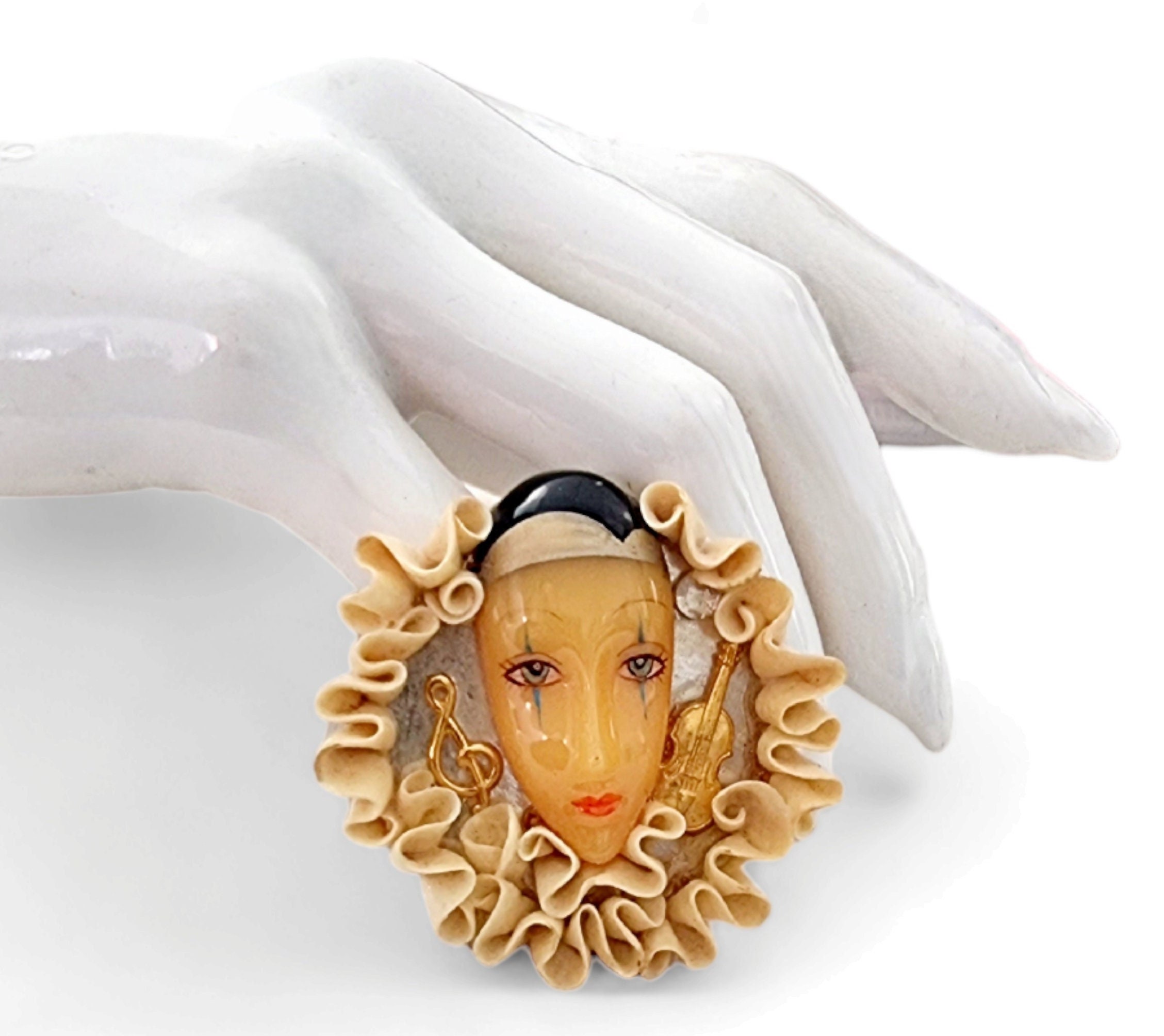 Vtg 80s Japanese Pierrot the Clown Beautiful Resin Face Lucite - Etsy