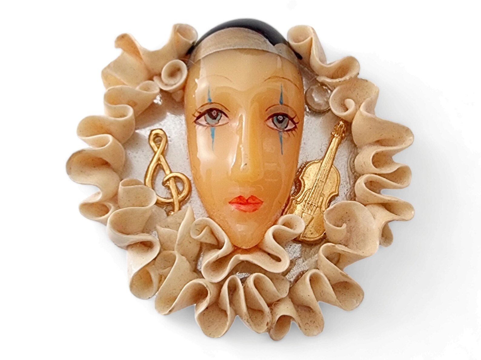 Vtg 80s Japanese Pierrot the Clown Beautiful Resin Face Lucite - Etsy
