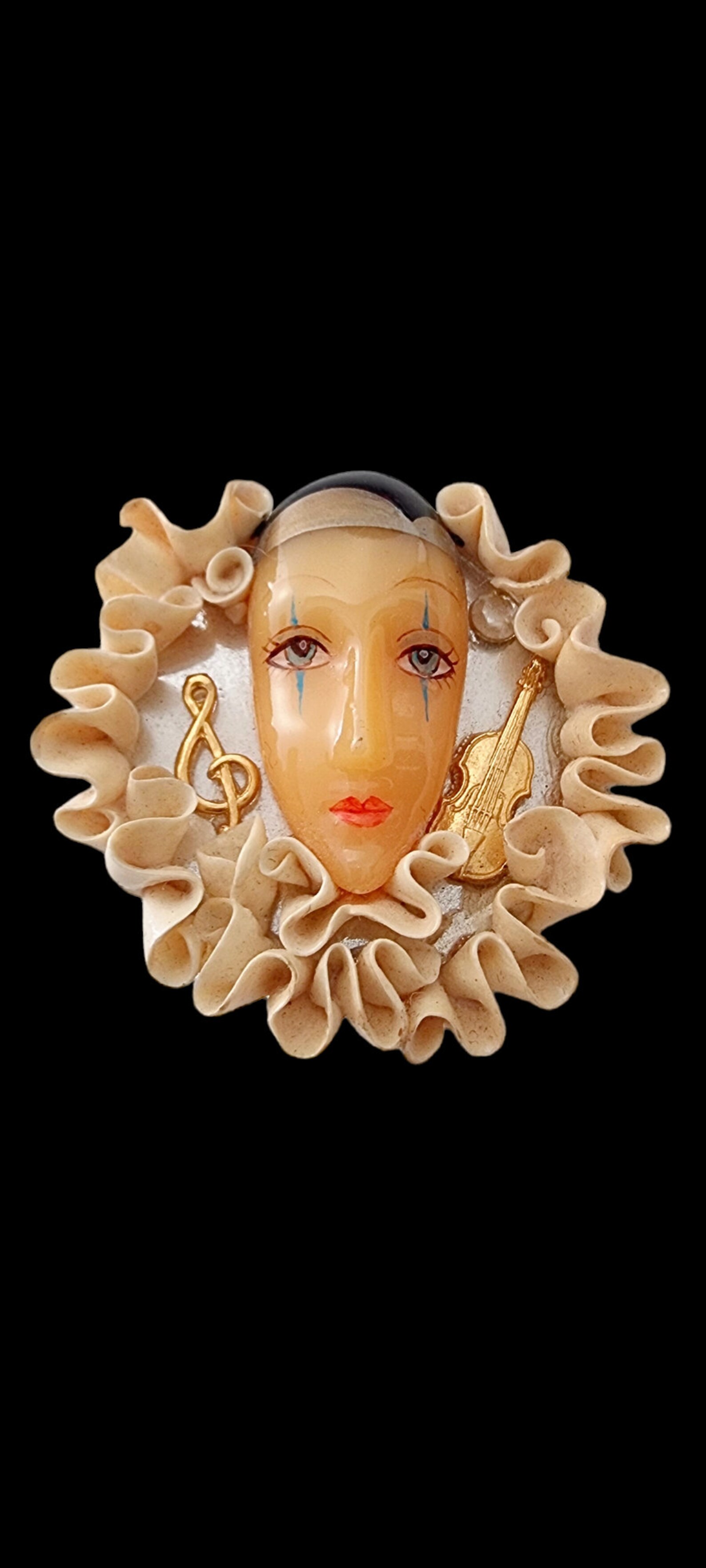 Vtg 80s Japanese Pierrot the Clown Beautiful Resin Face Lucite - Etsy