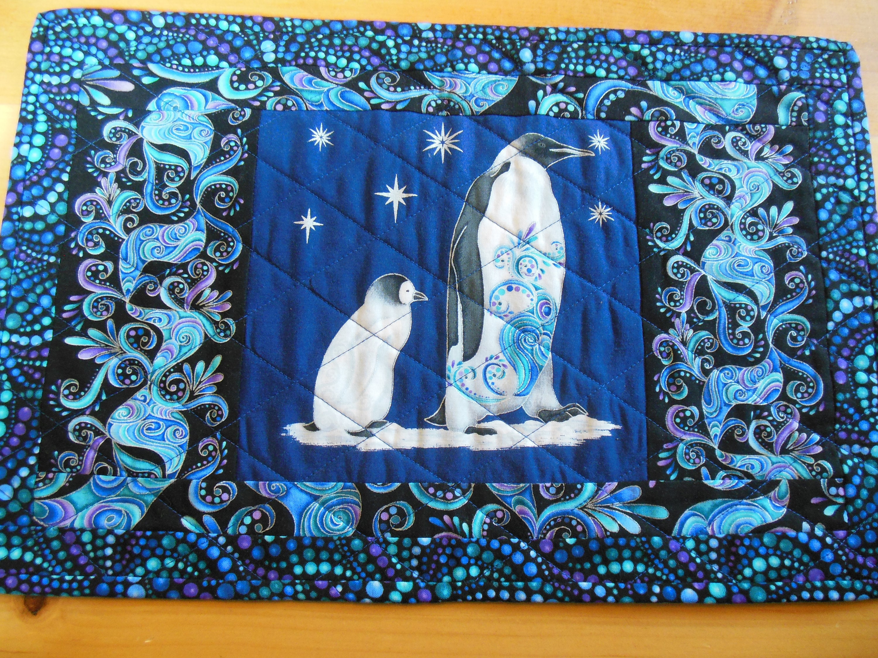 Quilted Set of 5 Penguins for Your Table. Small Table Runner - Etsy