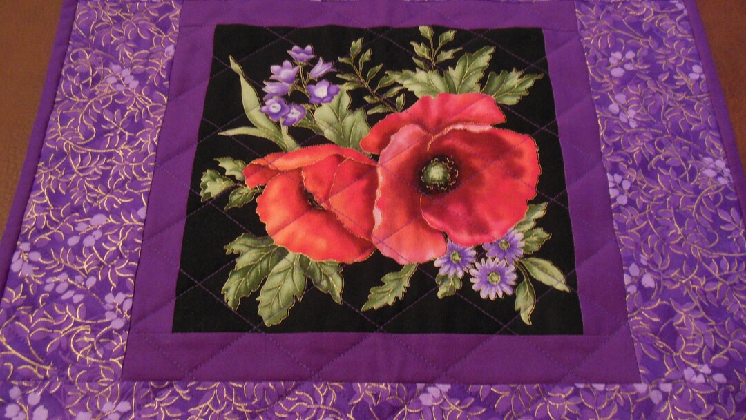 Quilted Poppies Placemats. Set of 4. - Etsy