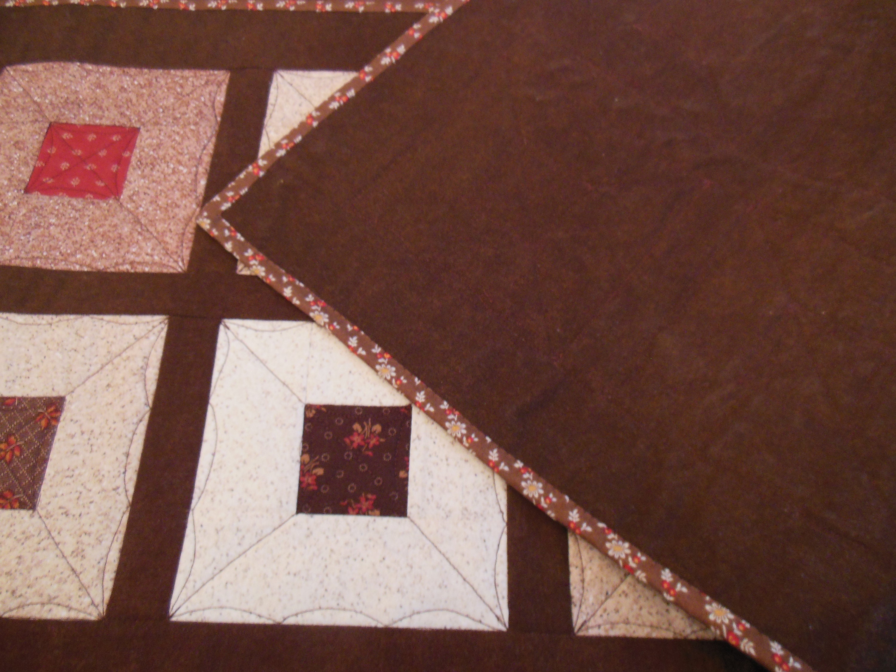 Quilted Square Within a Square Table Runner Done in Earth Tones. - Etsy