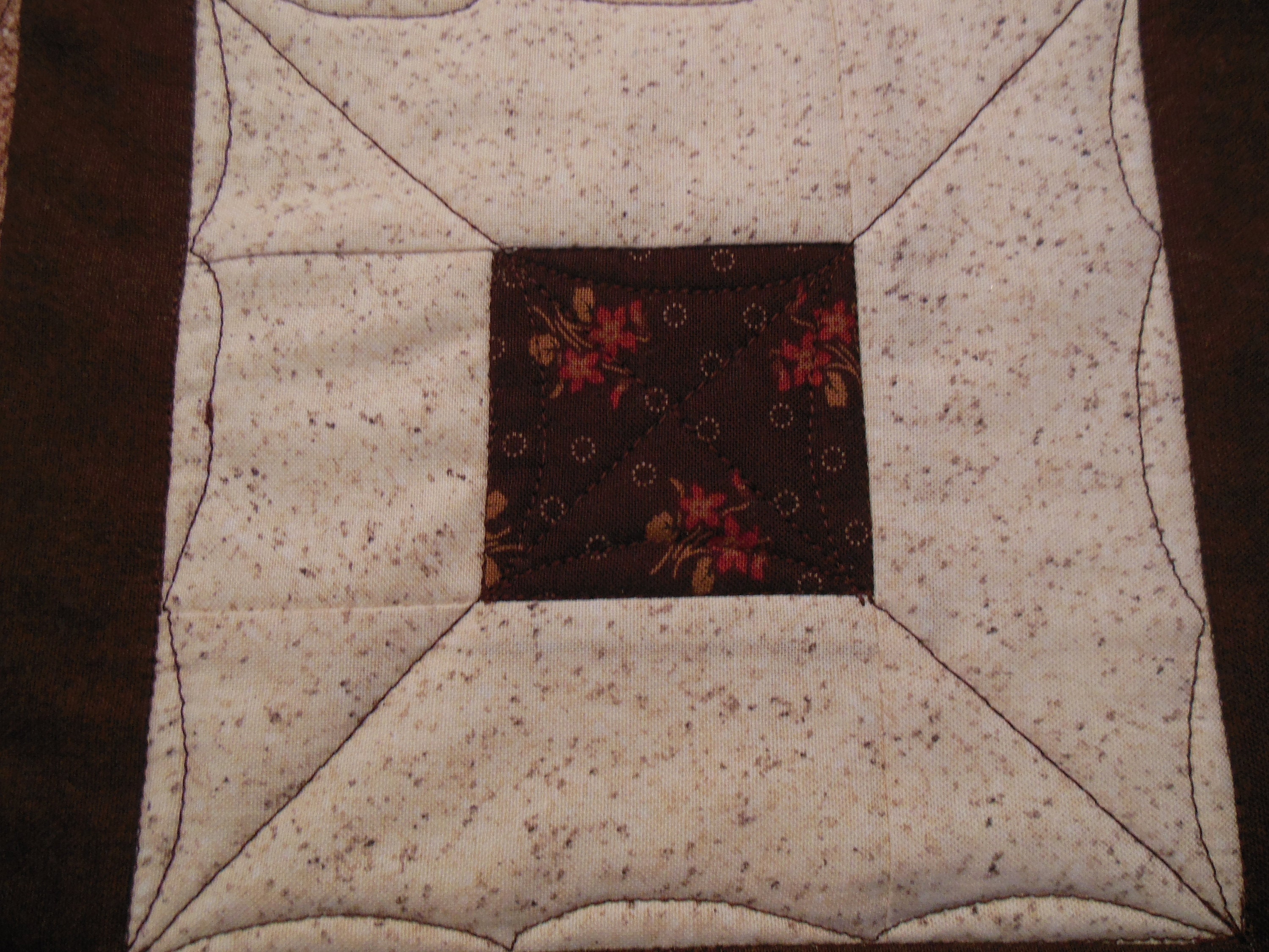 Quilted Square Within a Square Table Runner Done in Earth Tones. - Etsy
