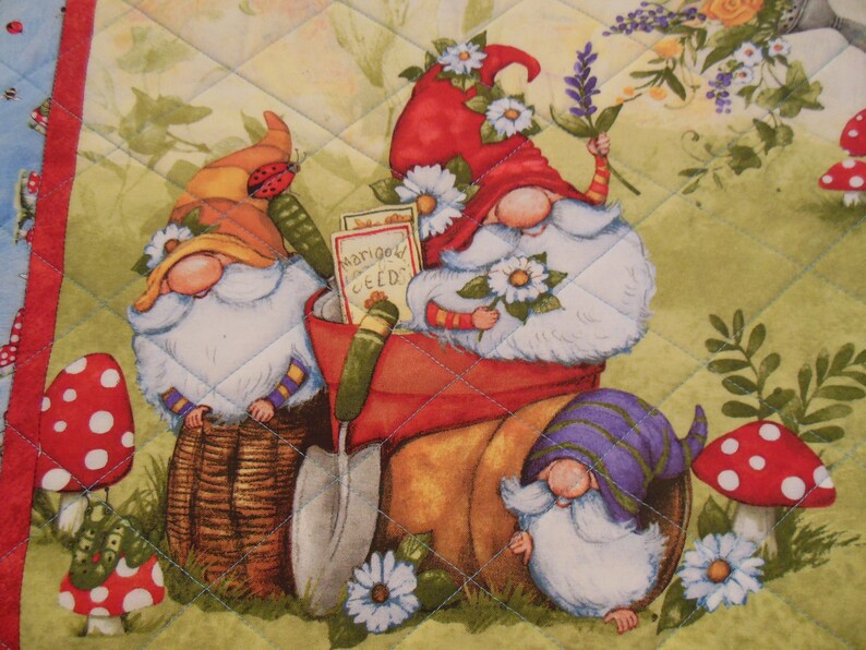 Quilted Garden Gnome Table Topper. - Etsy