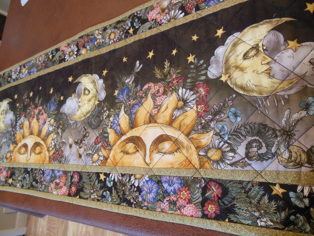 Quilted Sun, Moon, and Star Table Runner. - Etsy