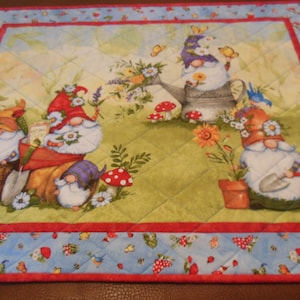 Quilted Garden Gnome Table Topper. - Etsy