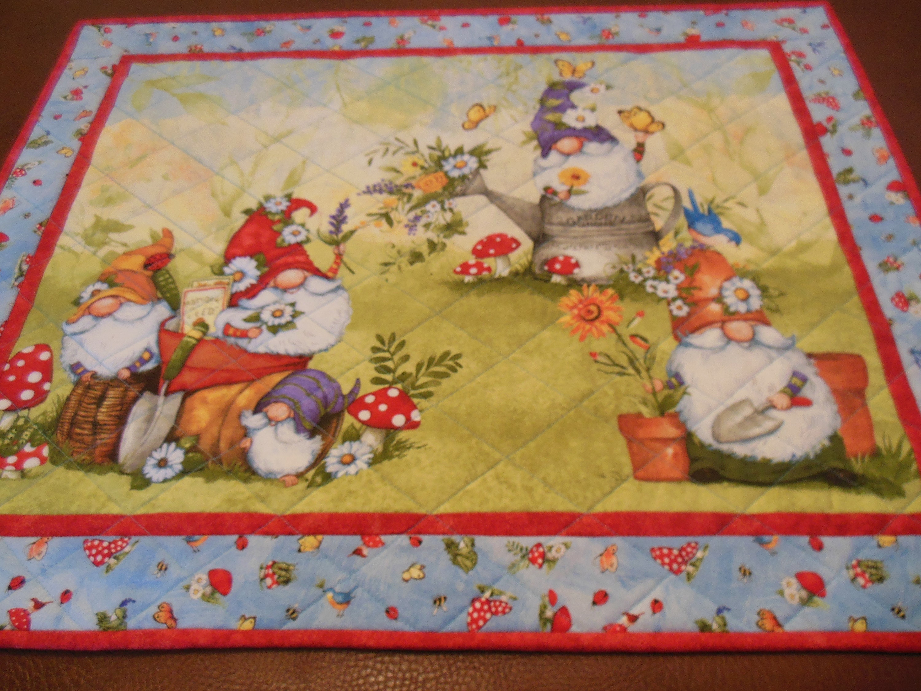 Quilted Garden Gnome Table Topper. - Etsy