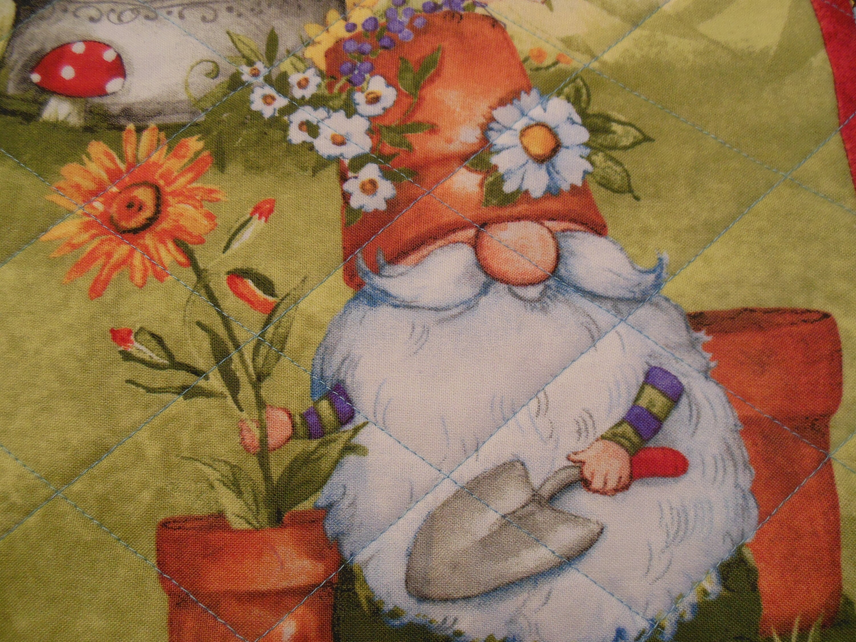 Quilted Garden Gnome Table Topper. - Etsy