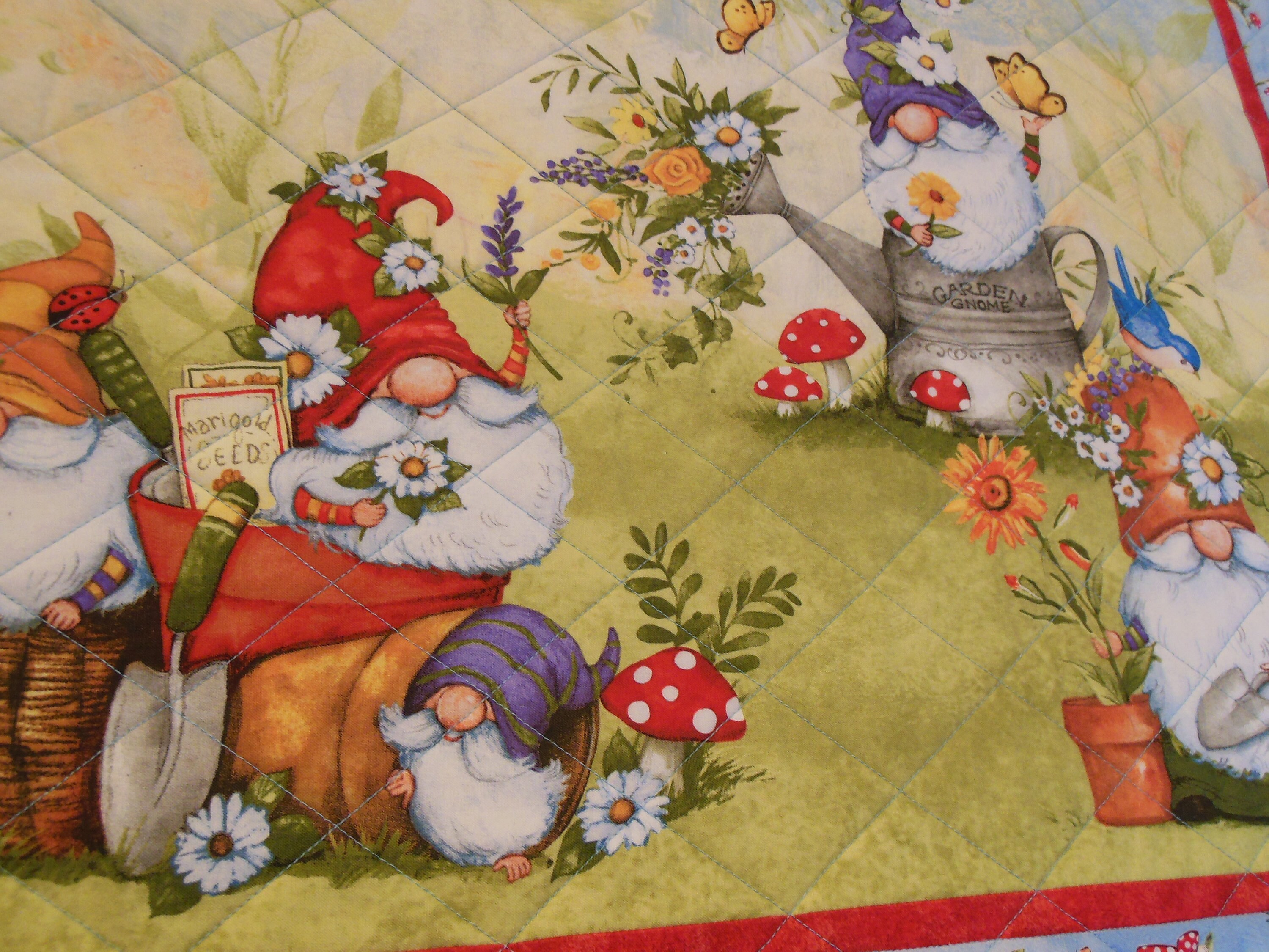 Quilted Garden Gnome Table Topper. - Etsy