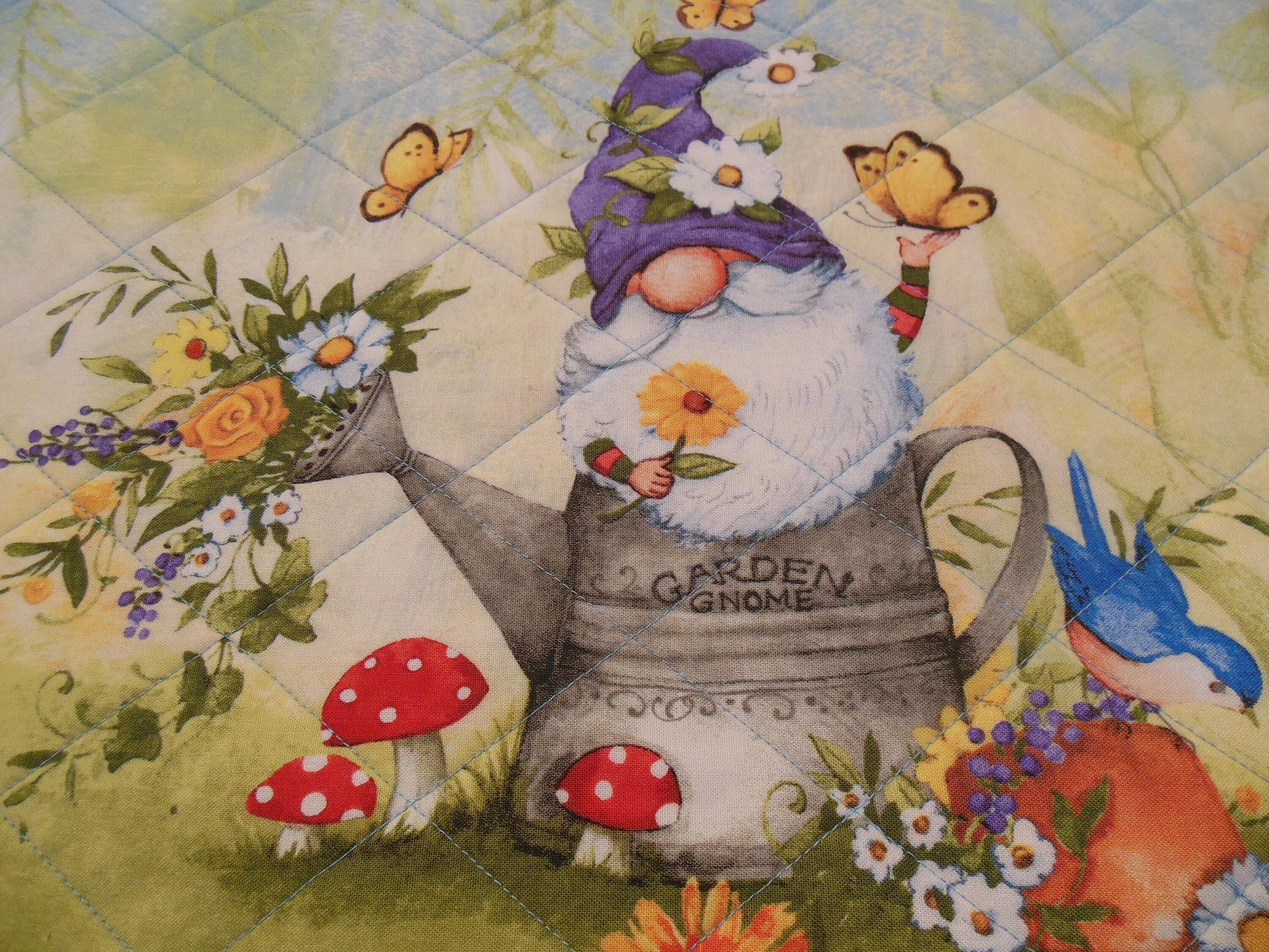 Quilted Garden Gnome Table Topper. - Etsy