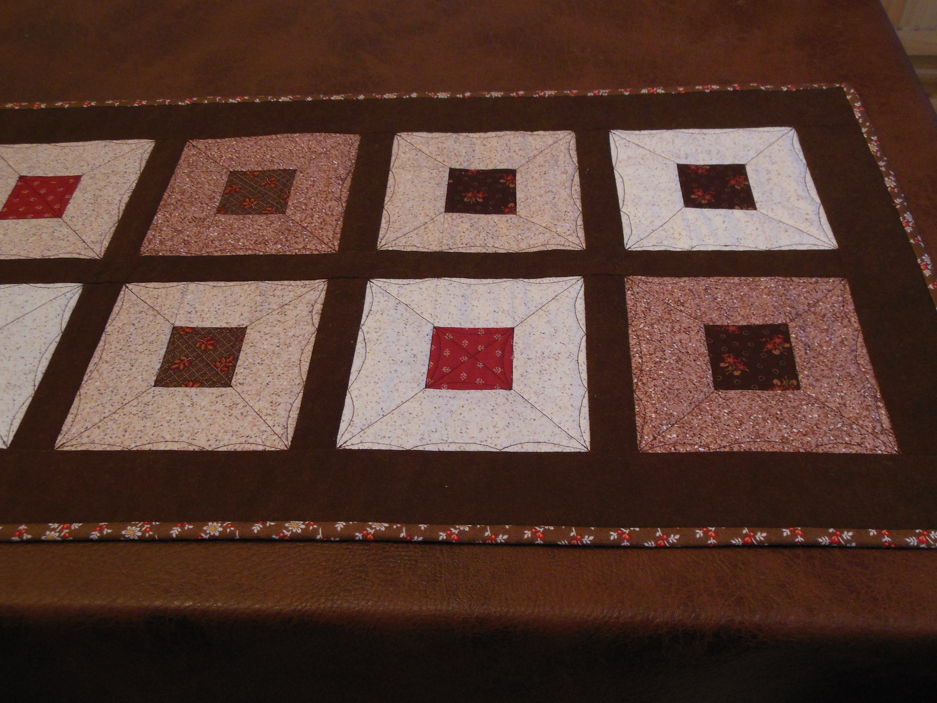 Quilted Square Within a Square Table Runner Done in Earth Tones. - Etsy