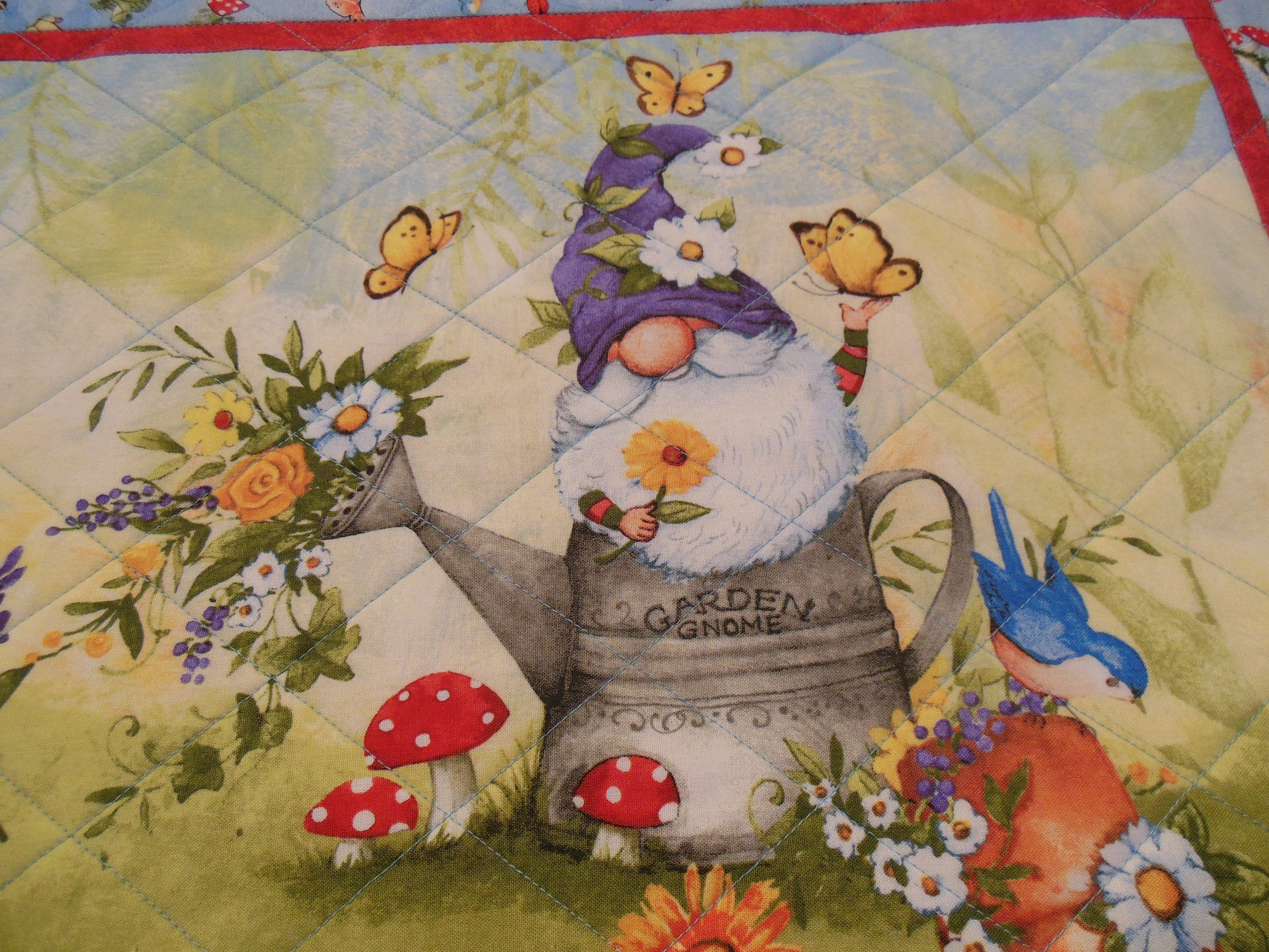 Quilted Garden Gnome Table Topper. - Etsy