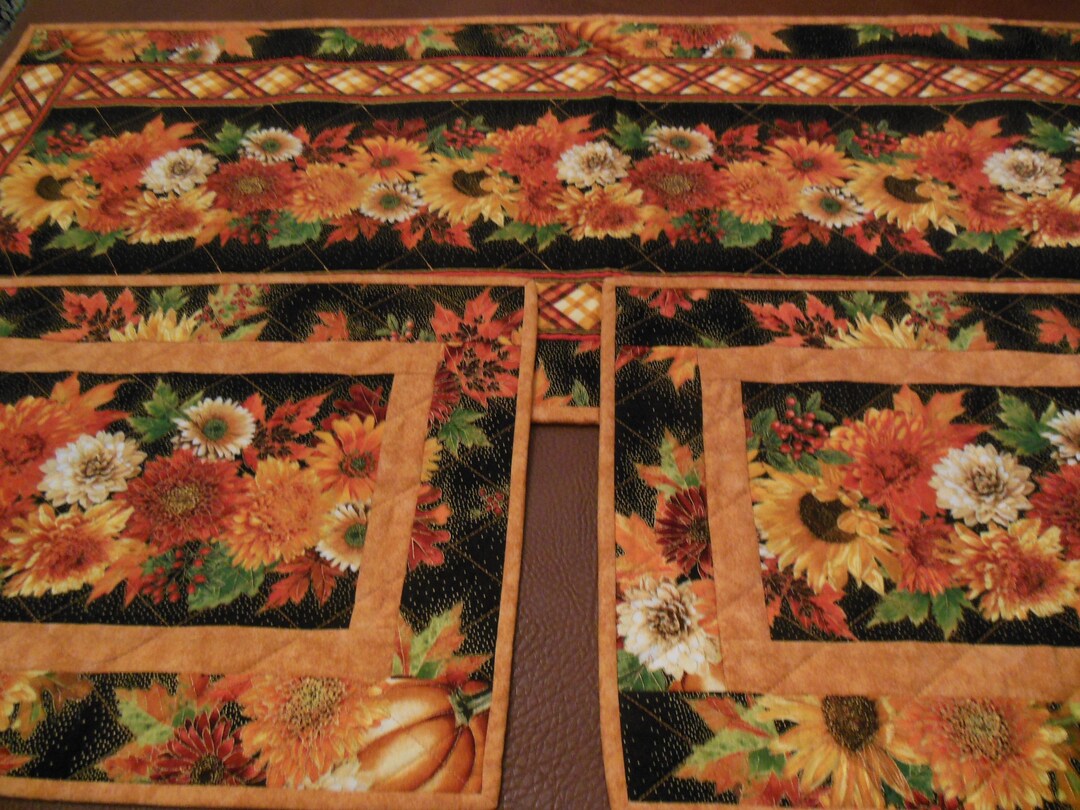 Quilted Fall Table Runner and Two Matching Placemats. - Etsy